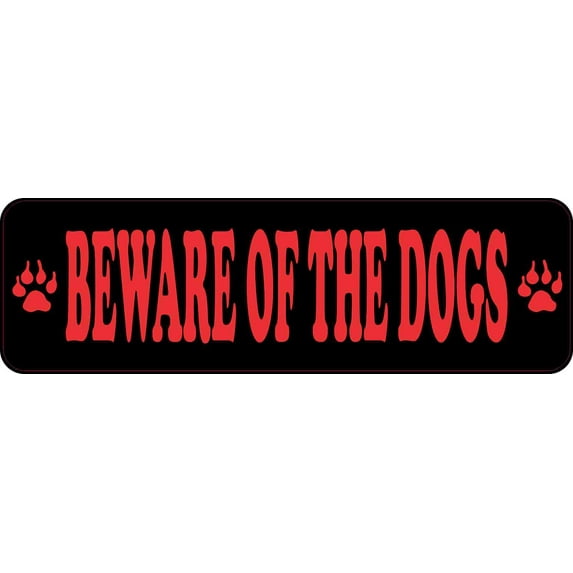 10in x 3in Black And Red Beware Of The Dogs Sticker Animal Caution Sign ...