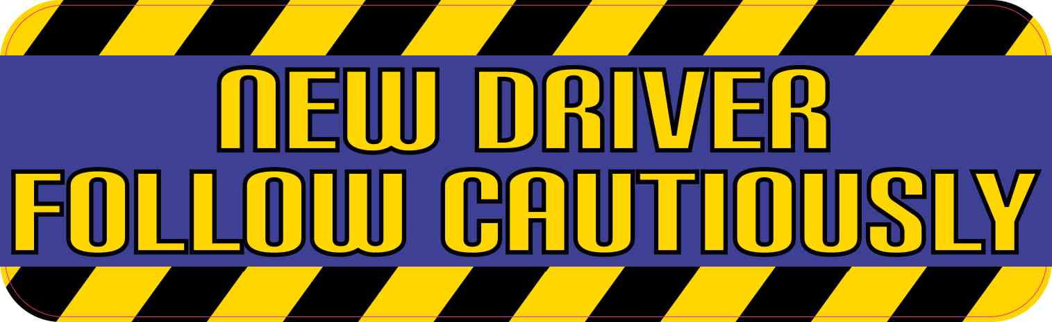 10in x 3in Blue New Driver Bumper Sticker Vinyl Caution Car Decal ...