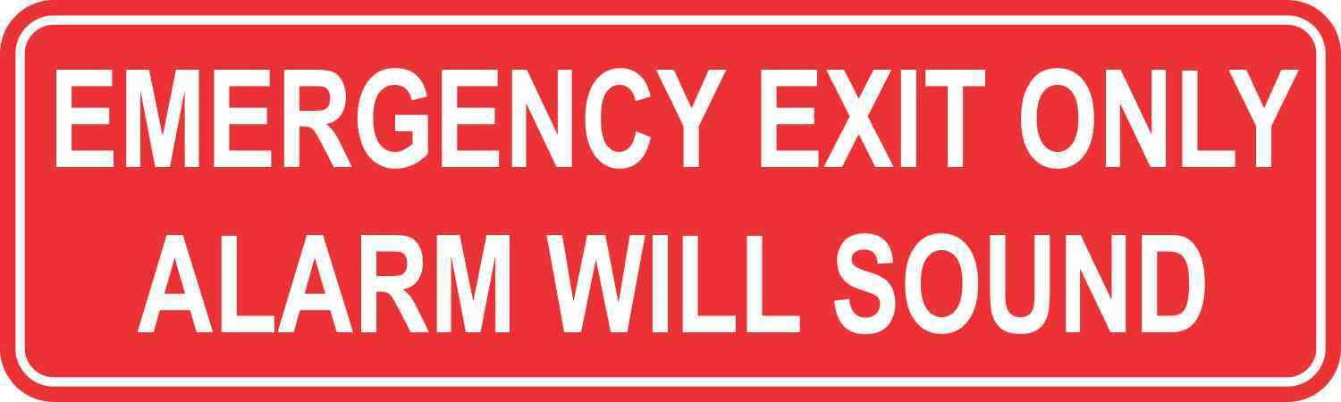 10in x 3in Emergency Exit Only Alarm Will Sound Permanent Vinyl Sticker ...