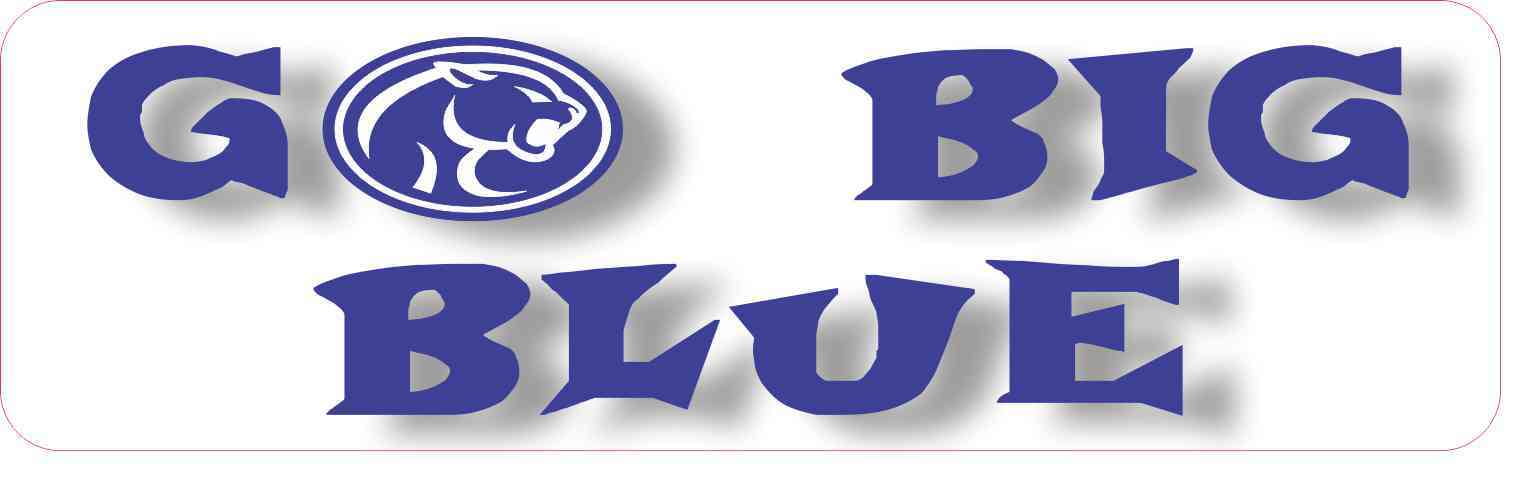 10in x 3in In-Text Cougar Go Big Blue Bumper Sticker School Mascot ...