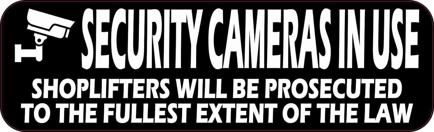 10in x 3in Security Cameras in Use Sticker Vinyl Business Sign Security ...