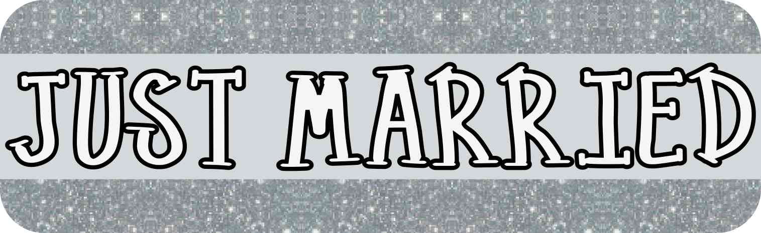 10in x 3in Silver Just Married Bumper Sticker Vinyl Decal Car Stickers ...