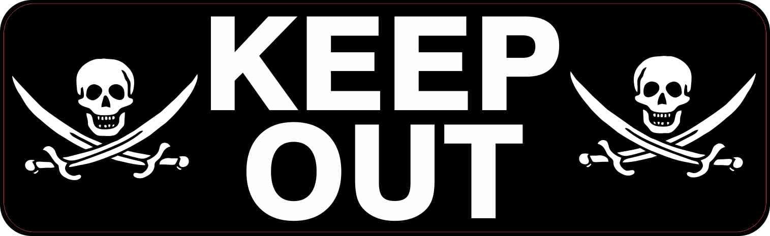10in x 3in Skull and Swords Keep Out Sticker Vinyl Sign Decal Stickers ...