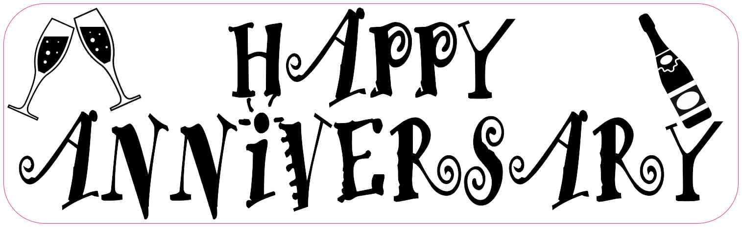 10in x 3in White Happy Anniversary Magnet Vinyl Occasion Vehicle ...