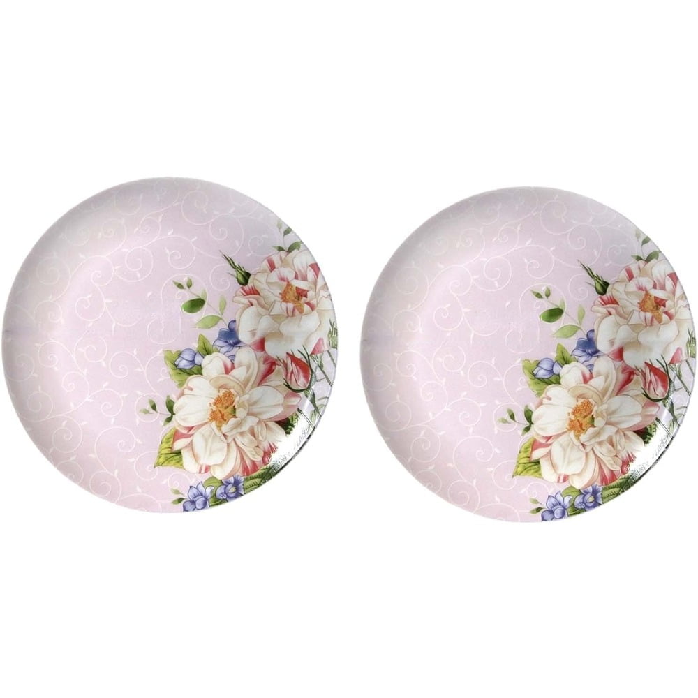 10inch 2Pcs Pink Bone China Dinner Plate, Ceramic Buffet Serving Tray ...