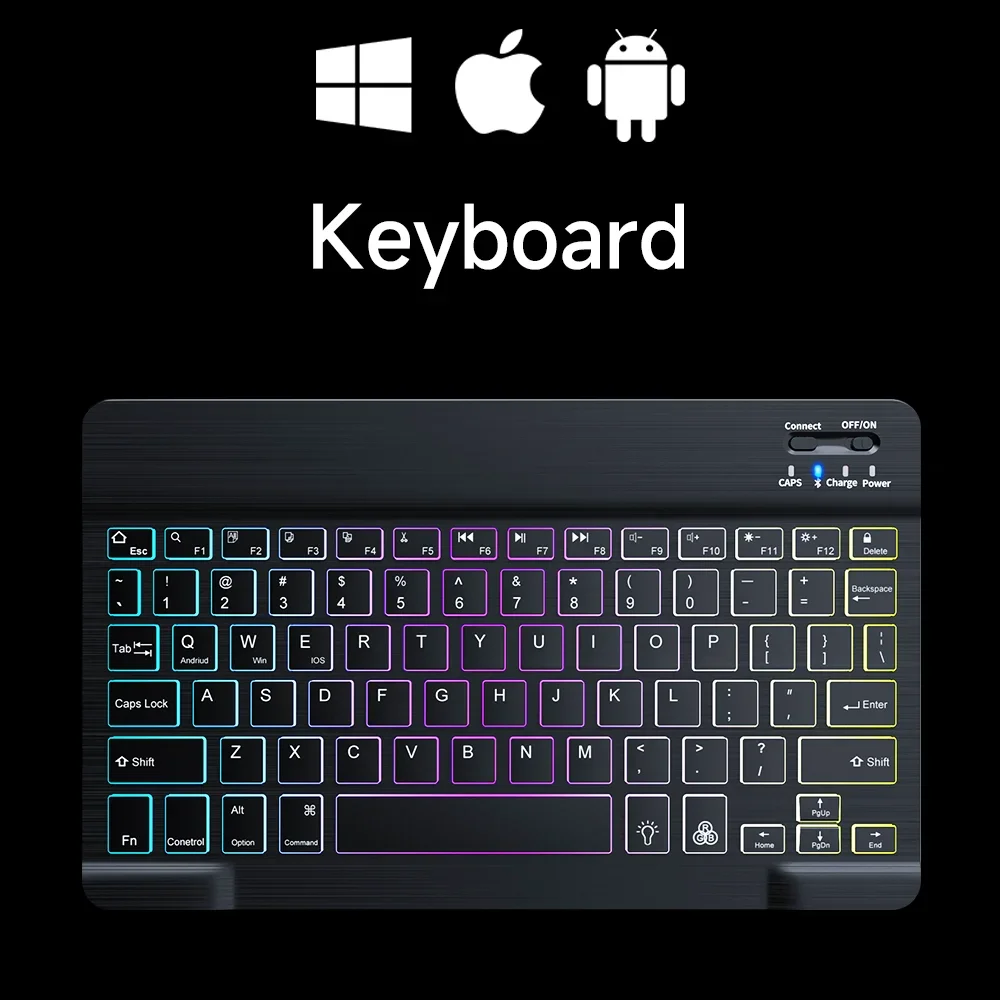 10inch Backlit RGB Bluetooth Keyboard Wireless mouse Mini for Spanish ...