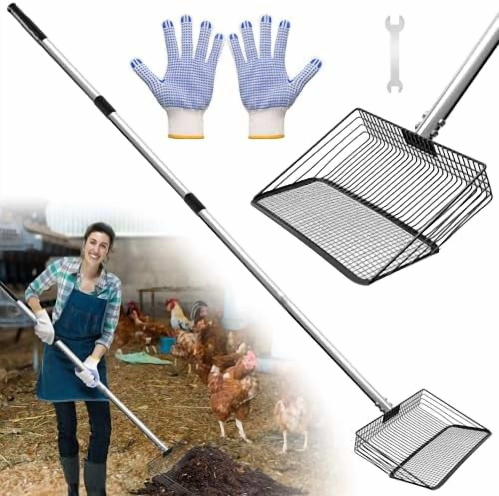 10inch Chicken Poop Scooper, Dual-Specification Pore Chicken Coop ...