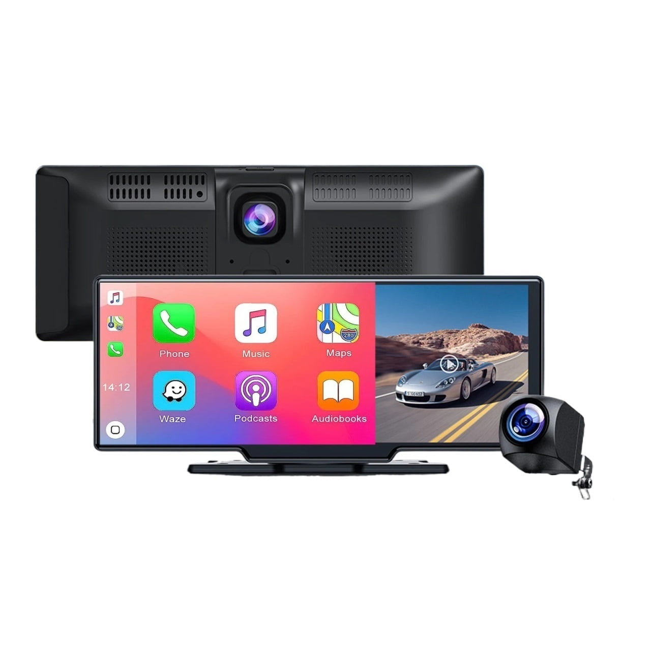 10inch Dual Lens Wireless Apple Car play Screen Android Auto Display ...
