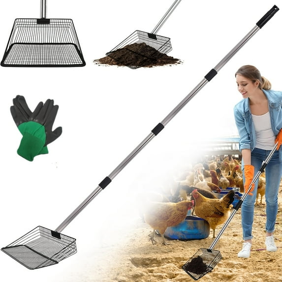 10inch Large Metal Chicken Poop Scooper, Adjustable Sifting Shovel For ...