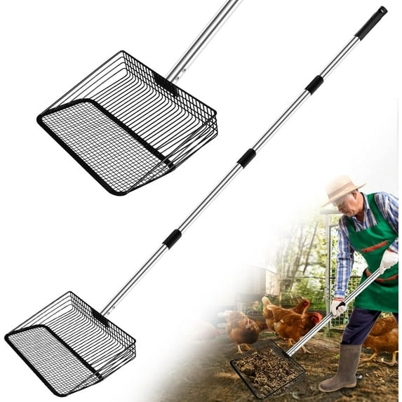 10inch Large Metal Chicken Poop Scooper & Chicken Coop Scoop, 3-Level ...