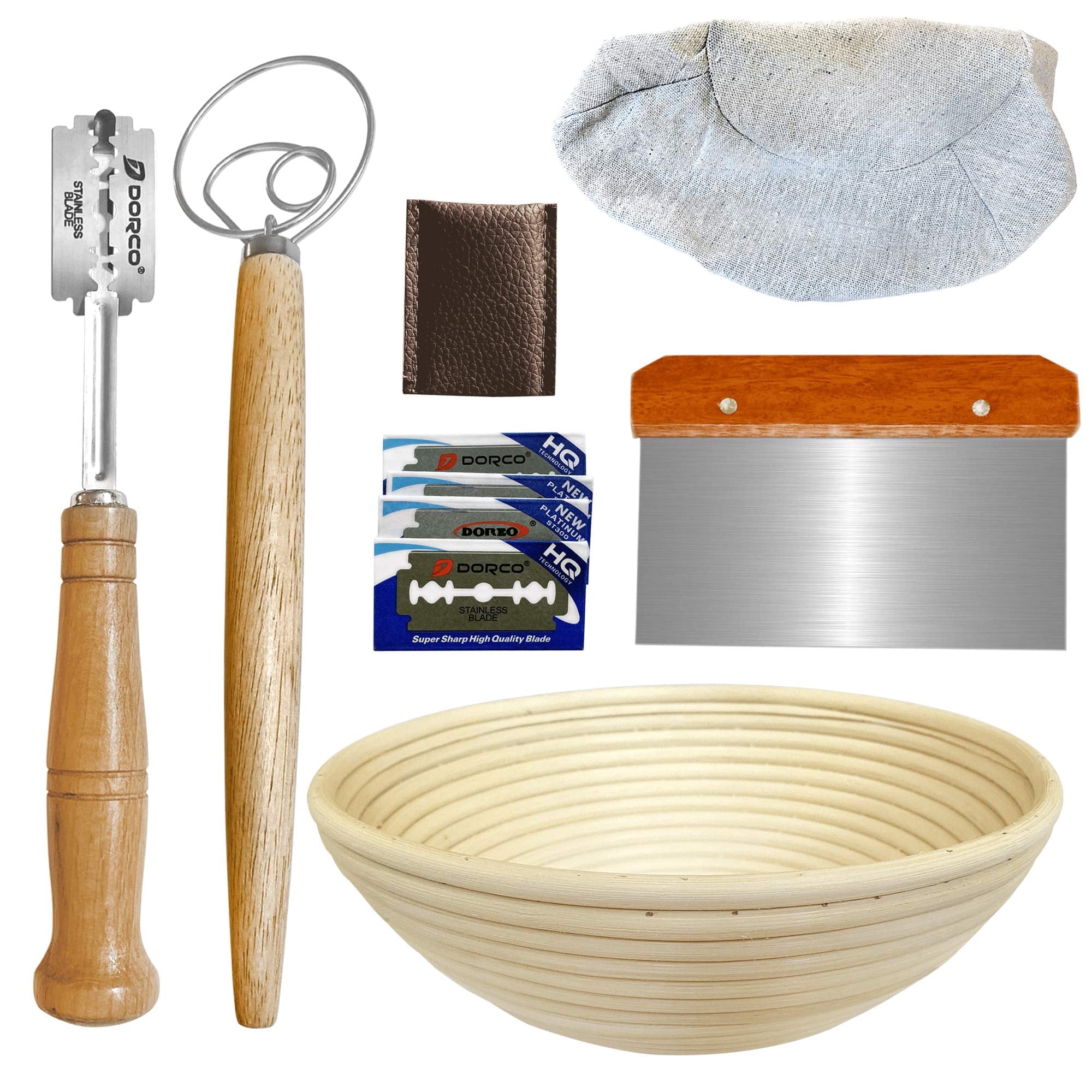 10inch Round Banneton Proofing Basket Set Bread Baking Kit, Dough ...