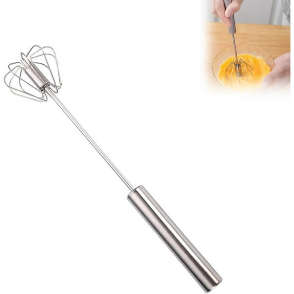 Stainless Steel Egg Beater, Manual Whisk for Eggs Cream Milk, Rotary ...