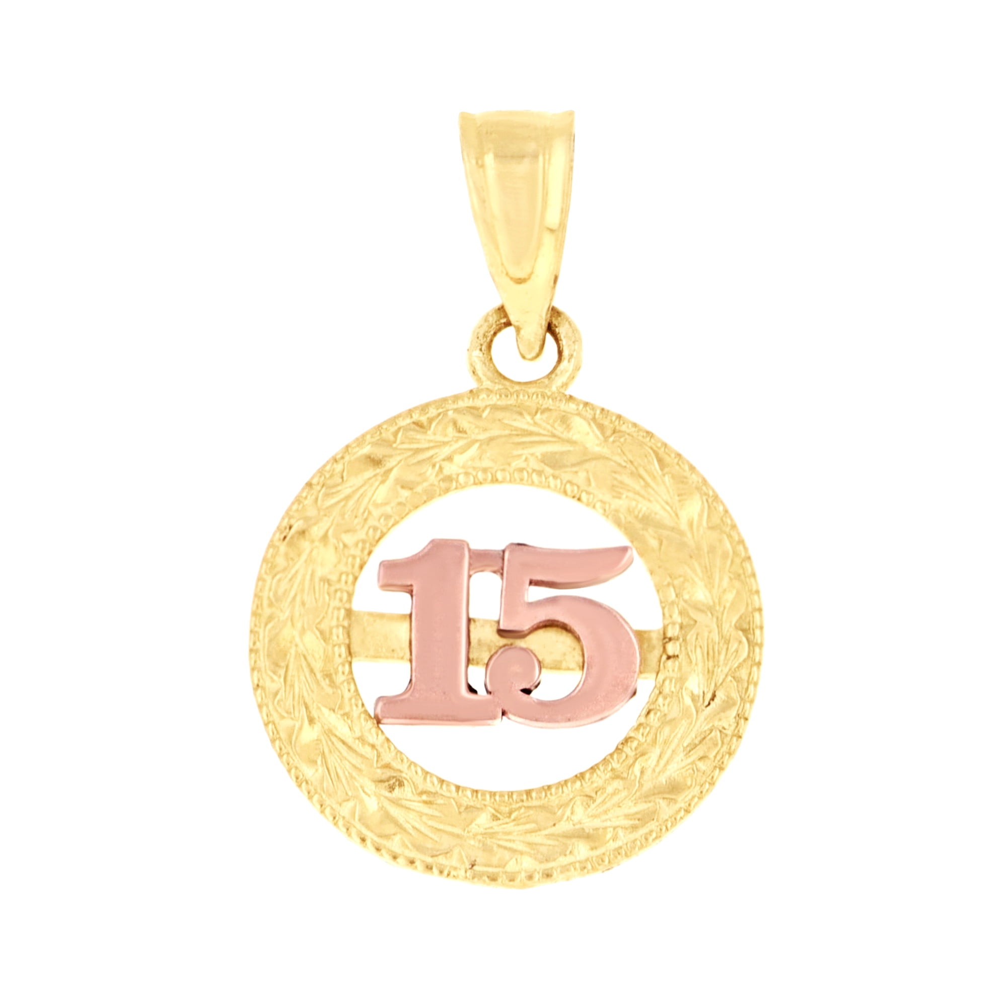 10k 10Kt Gold Tri-Color Diamond-Cut Womens 15 Anos Quinceanera Charm ...
