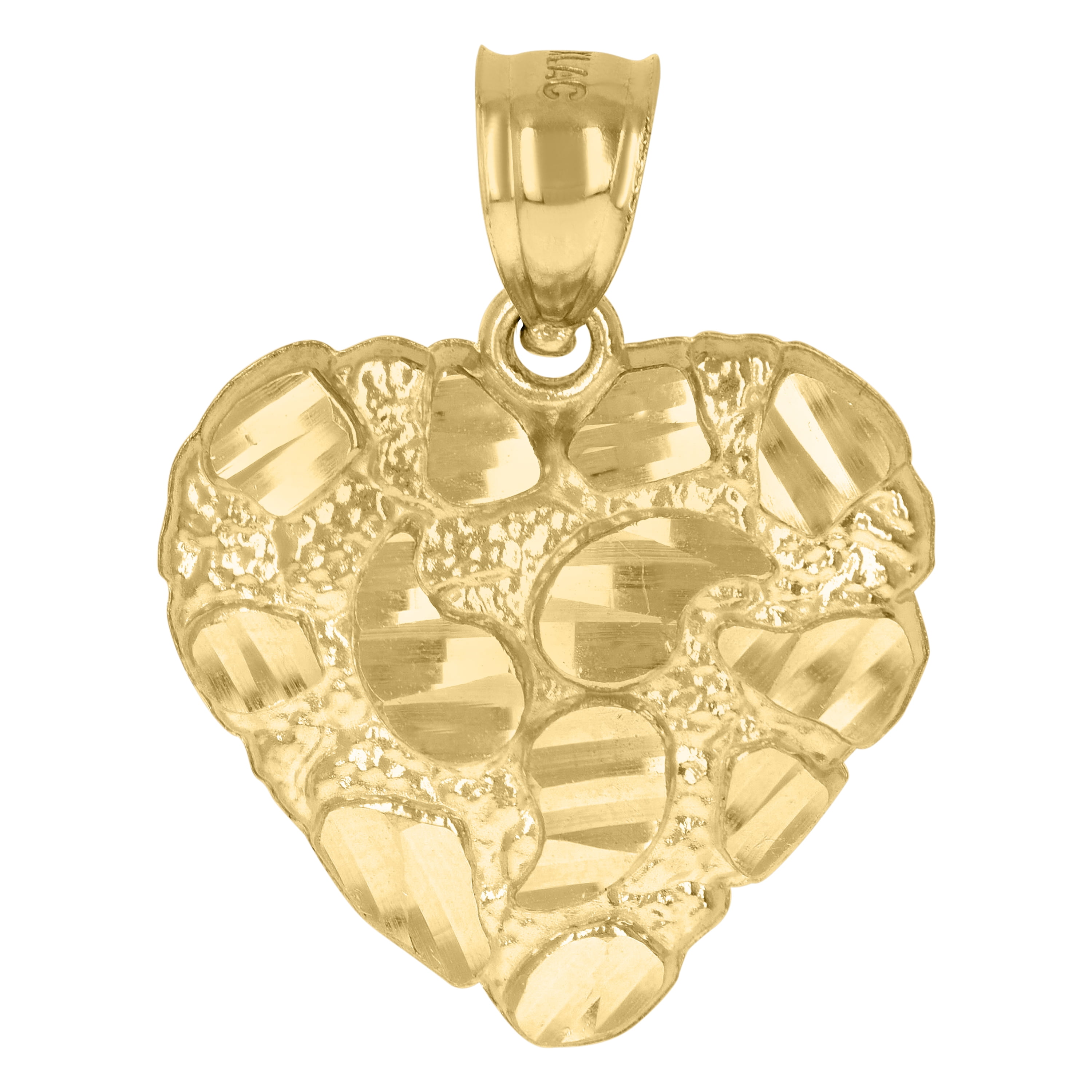 10k Yellow Gold Mens Heart Nugget Charm Pendant for Men - Walmart.com