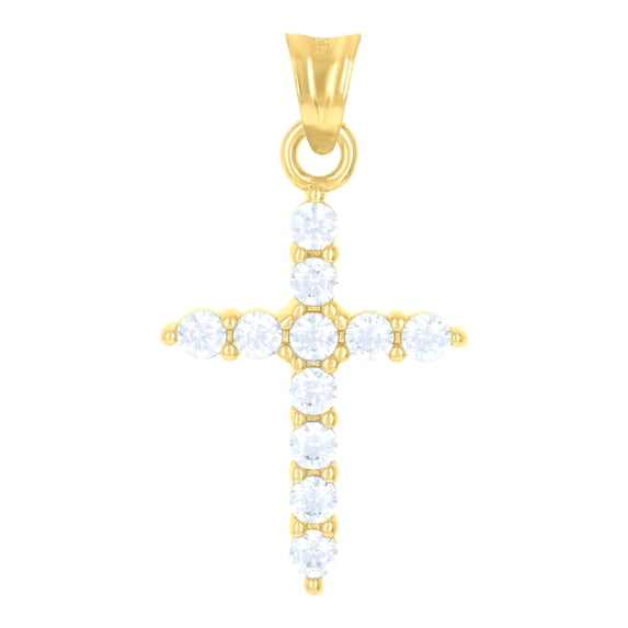 10k 10kt Yellow Gold Womens Cubic-Zirconia Cross Religious Charm ...