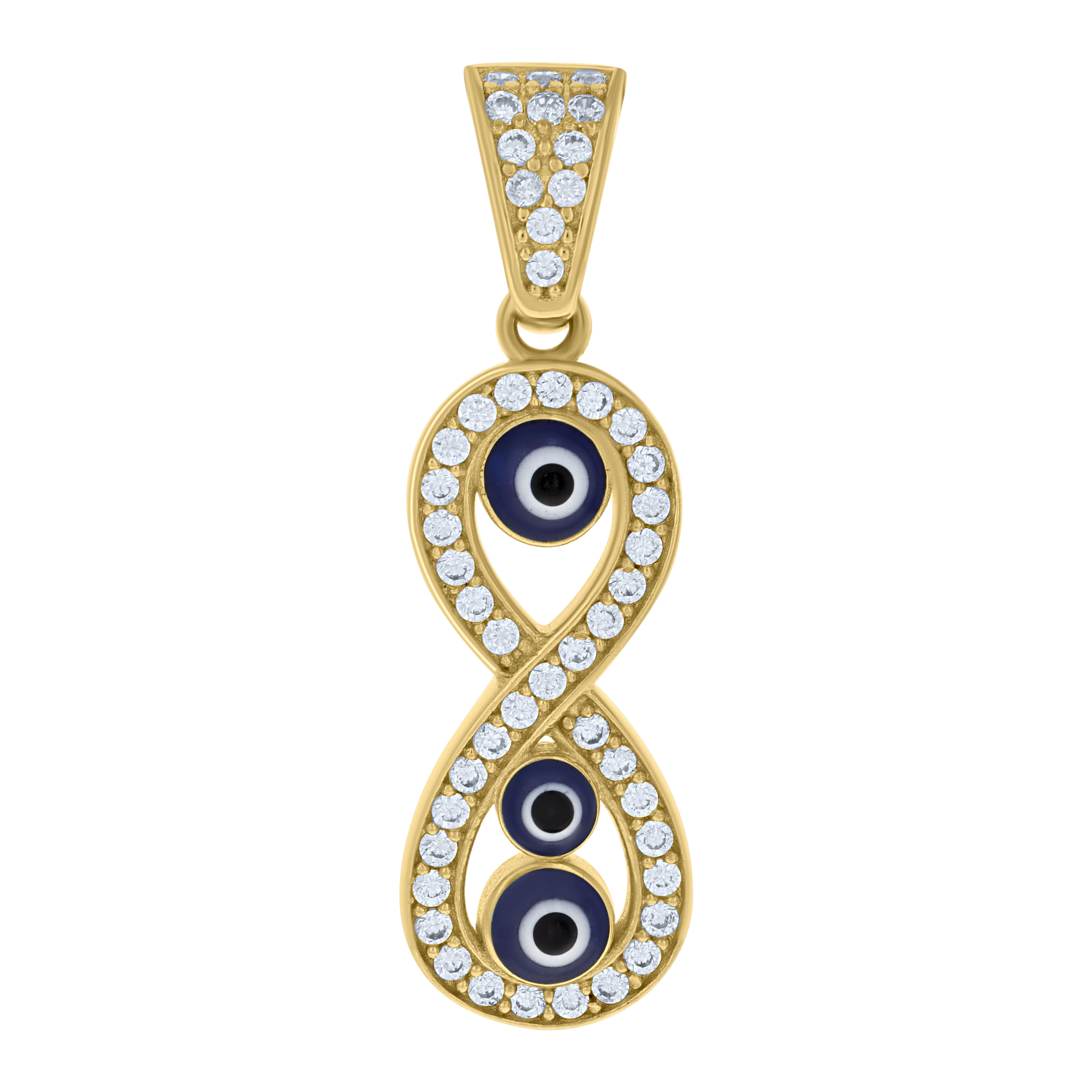 10k 10kt Yellow Gold Womens Cubic-Zirconia Enamel Infinity Evil Eye Good Luck Charm Pendant ...