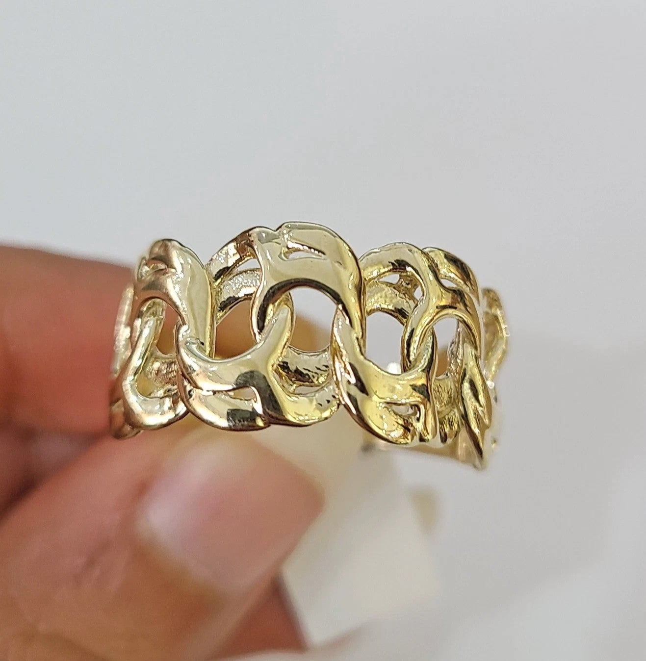 10k Cuban Curb Ring Yellow Gold Women Men Real Genuine 10Kt (Ring Size ...