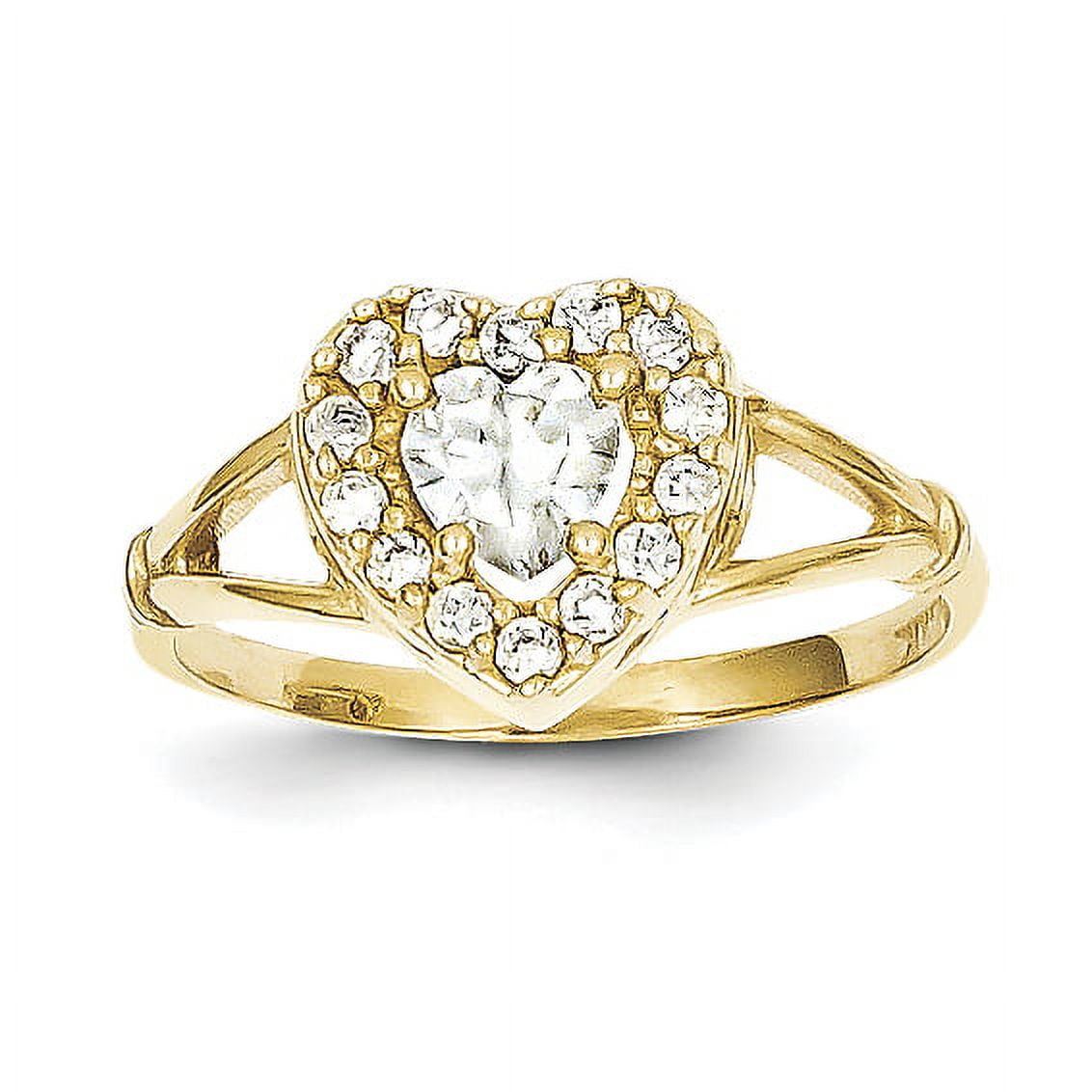 10k Cubic Zirconia Heart Ring - Walmart.com