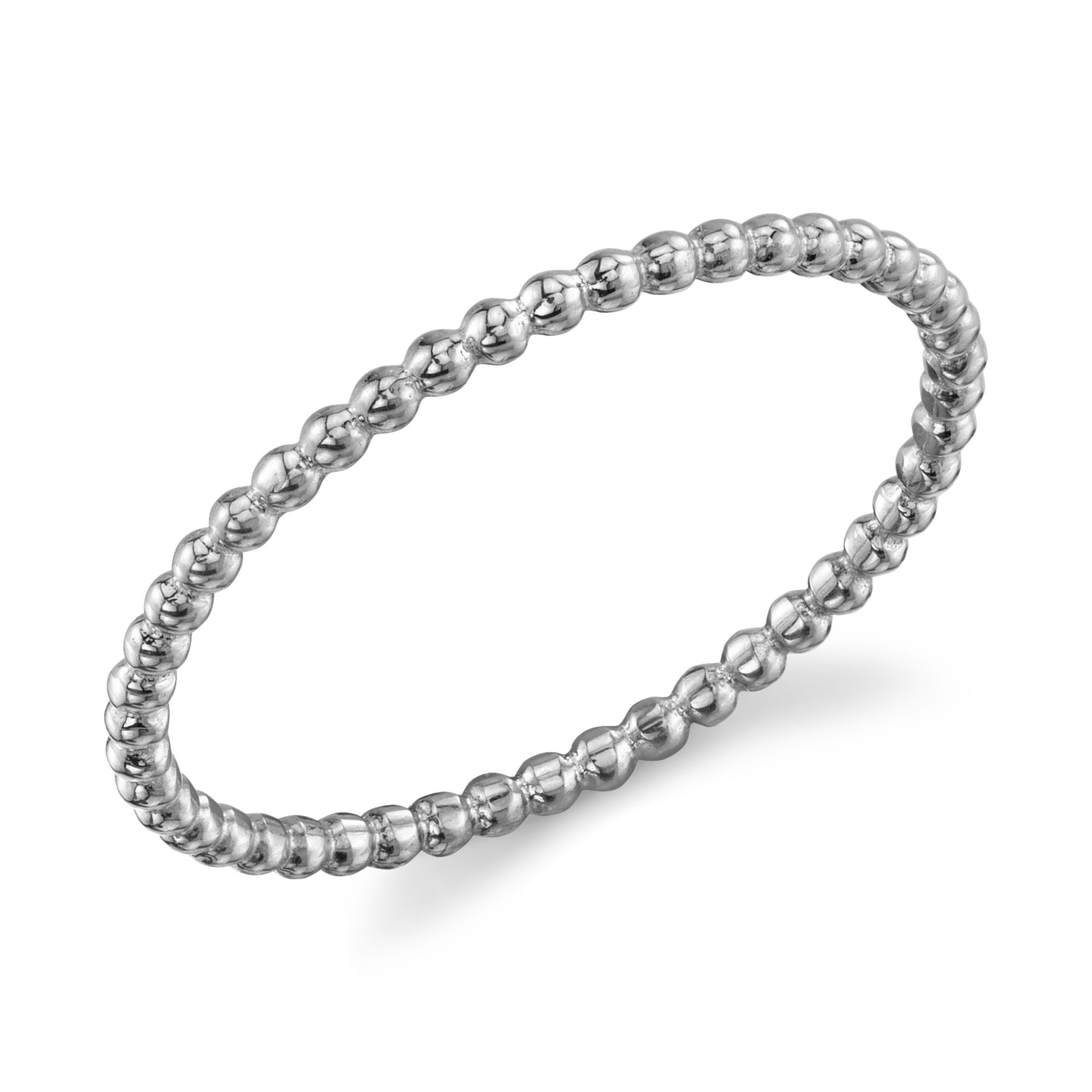 10k Dainty Yellow or White Gold Ball Chain Beaded Eternity Thin Band ...