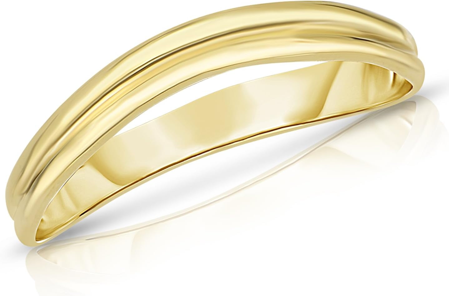 10k Fine Gold Comfort Fit Curved Double Wave Thumb Ring (3mm) - Walmart.com