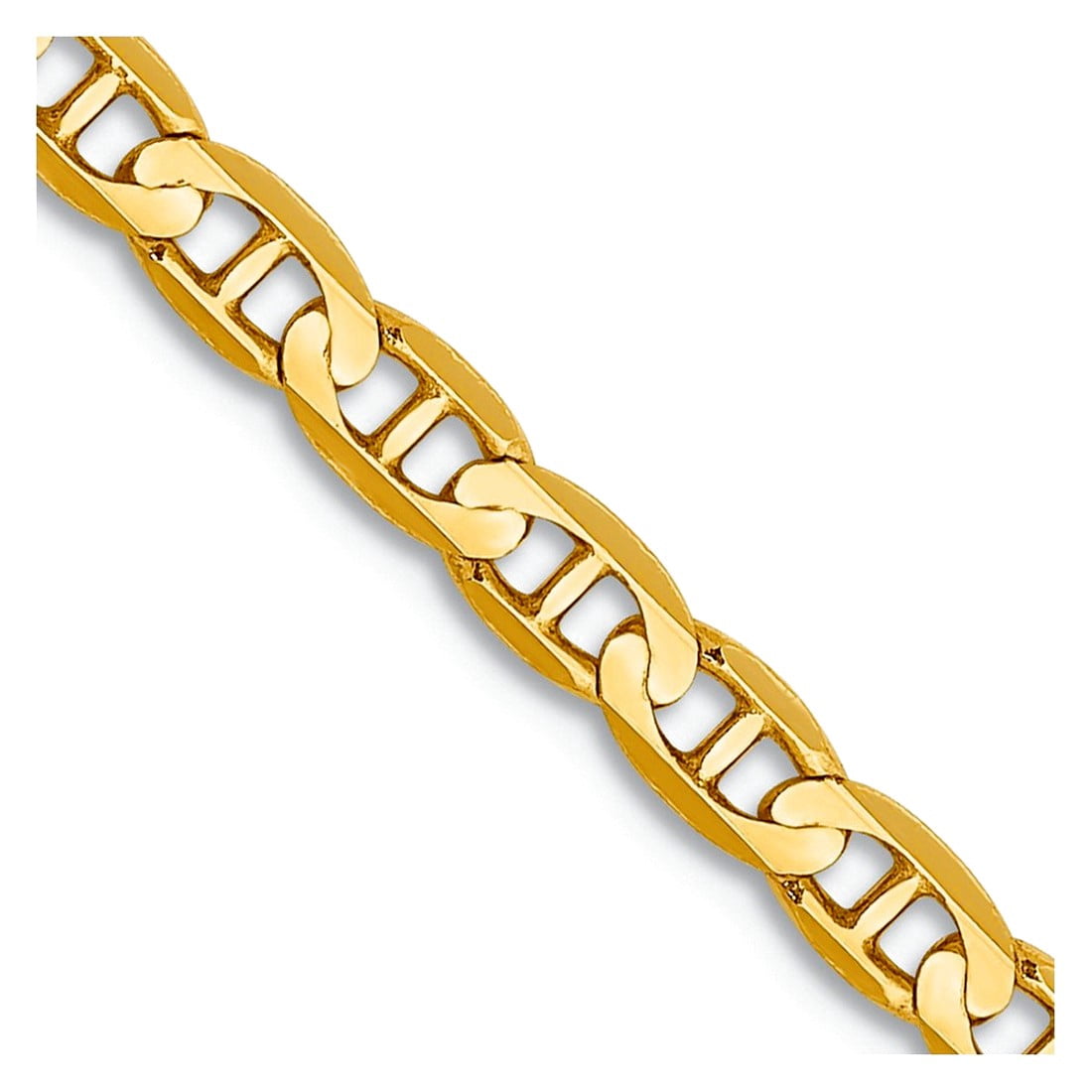 10k Solid Yellow Gold 3mm Concave Nautical Ship Mariner Anchor Chain ...