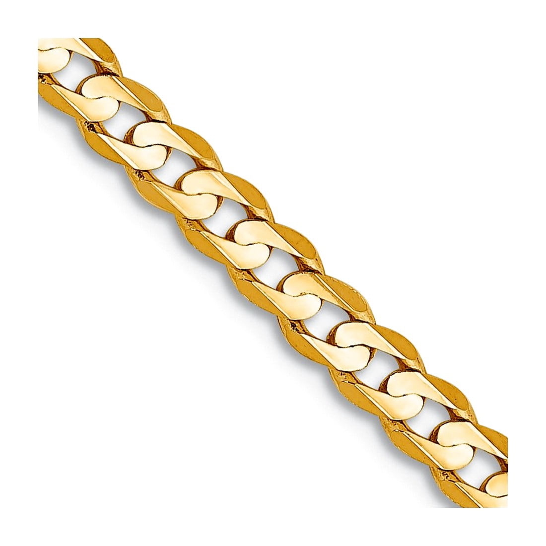 10k Solid Yellow Gold 3mm Open Concave Curb Chain Necklace 10k 20 Inch ...