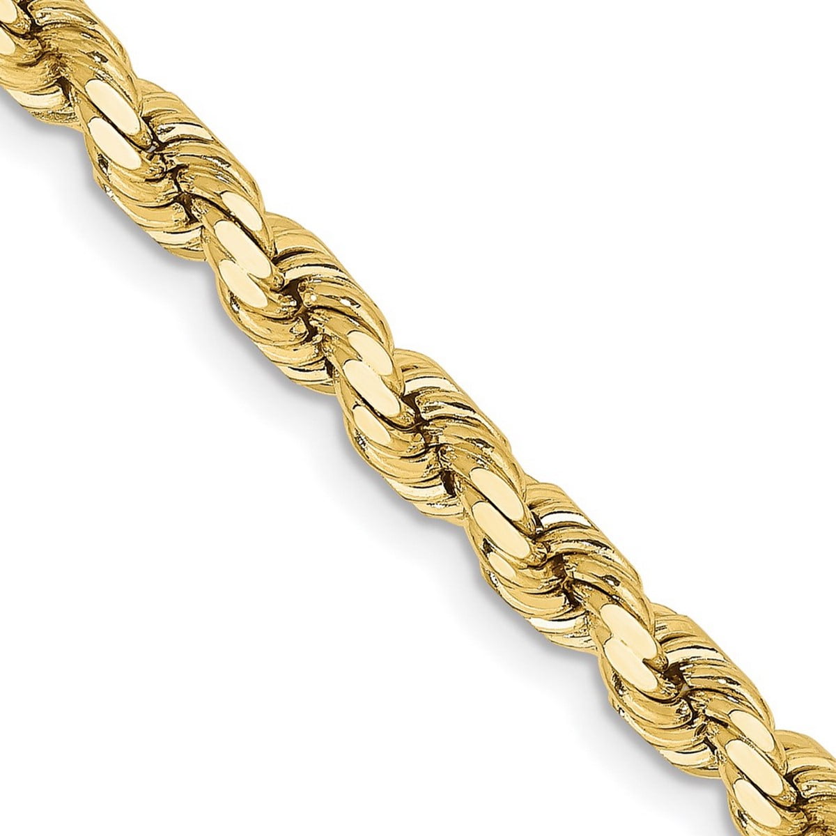 10k Solid Yellow Gold 4.25mm Sparkle Cut Rope Chain Necklace 22 Inch ...