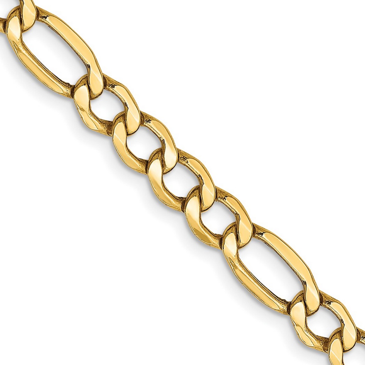 10k Yellow Gold 5.35mm Semi solid Figaro Chain Necklace 16 Inch Chain ...