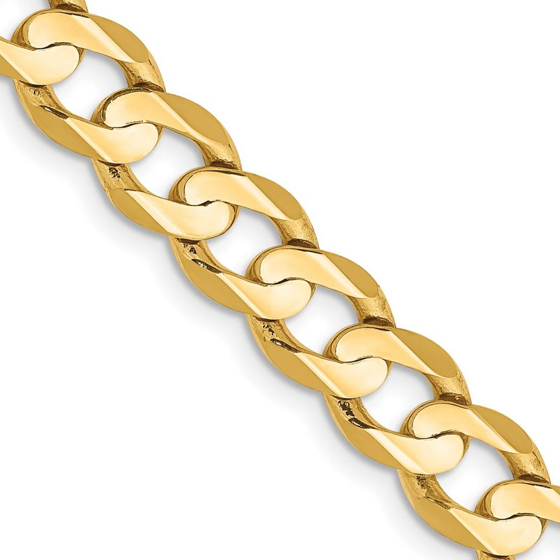10k Solid Yellow Gold 6.75mm Open Concave Curb Chain Necklace-10k 24 ...