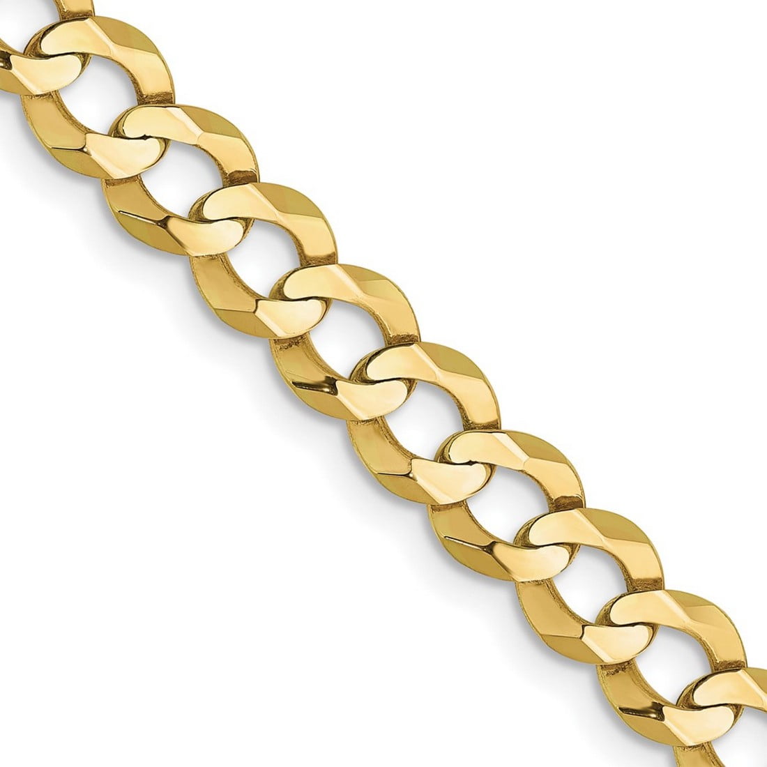 10k Gold 7.2mm Lightweight Flat Comfort Curb Chain Necklace 20 Inch ...
