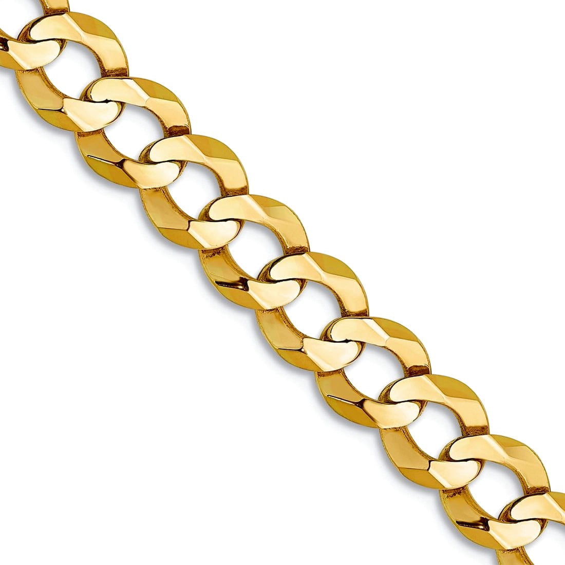 10k Yellow Gold 7.2mm Lightweight Flat Comfort Curb Chain Necklace 20 ...