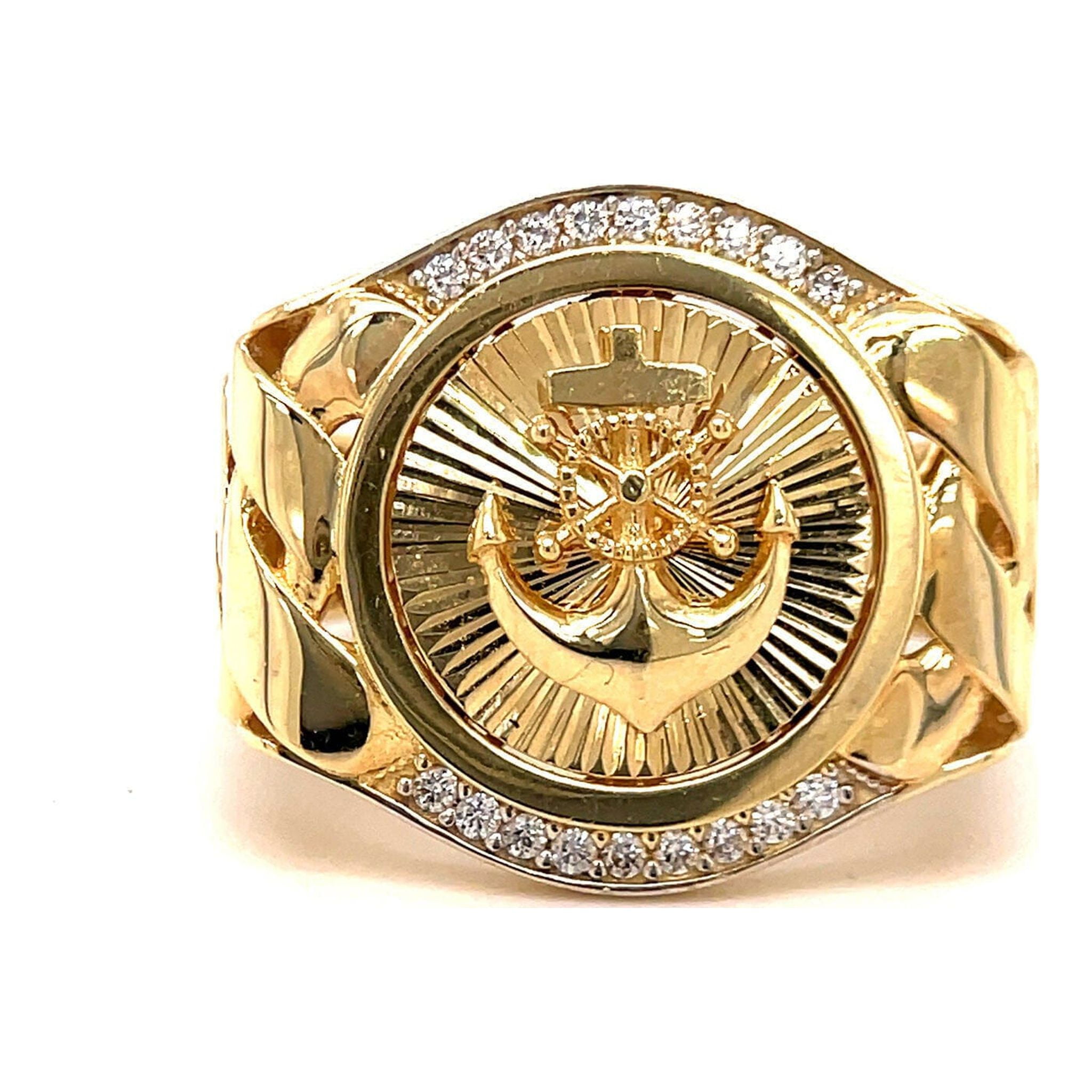 10k Gold Anchor Ring with Cuban Design - Walmart.com