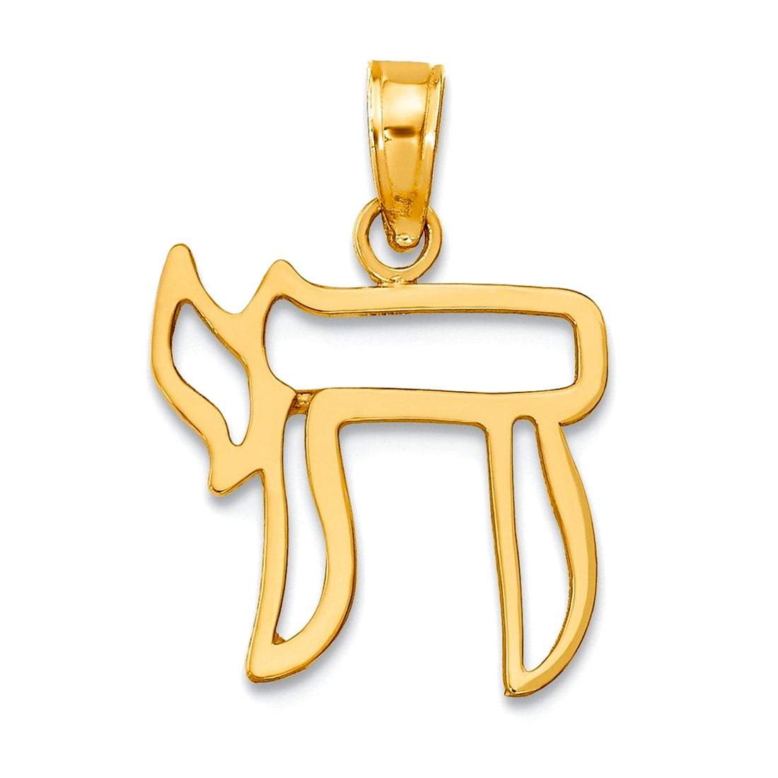 10k Gold Chai Cut out Pendant Necklace 19x13mm Wide-Pendant for Women ...