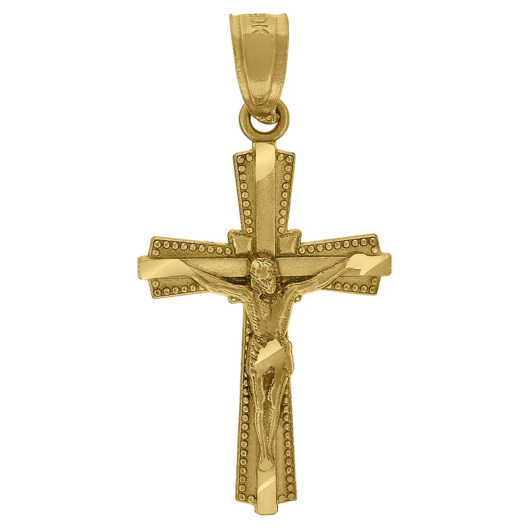 10k Gold Dc Unisex Cross Crucifix Height 25.4mm X Width 12.6mm ...