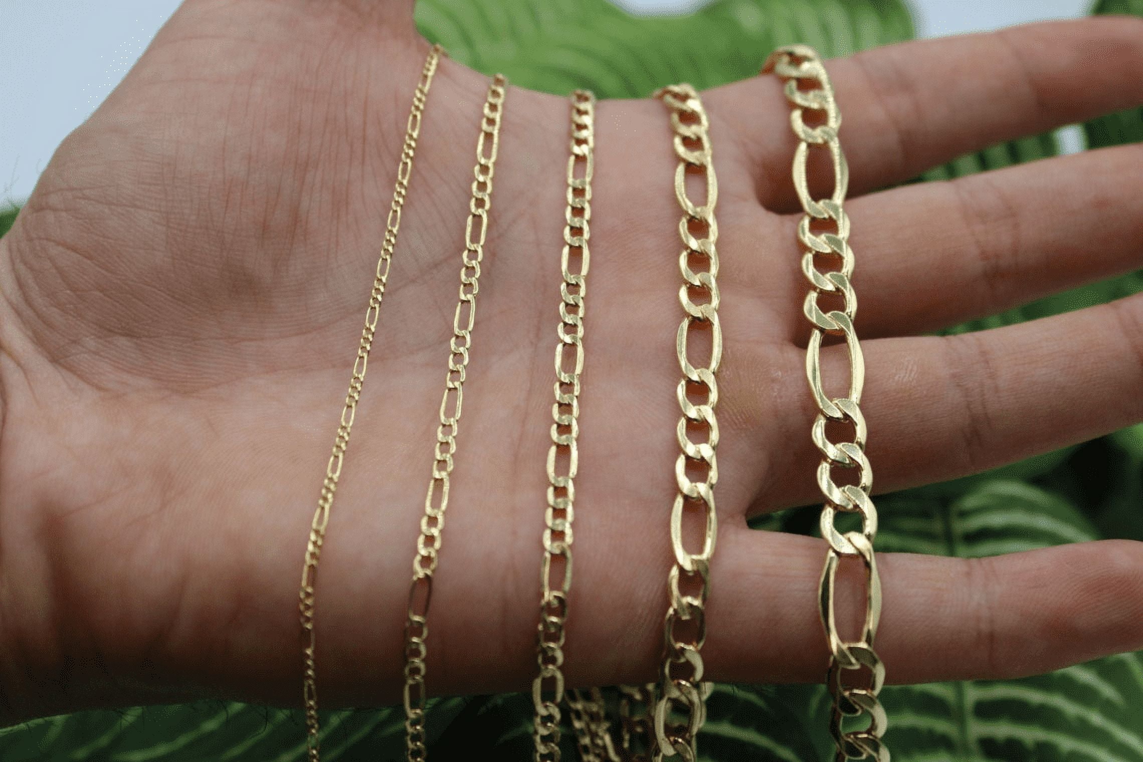 10k Gold Figaro Chain, 10kt Gold Chain, Real Gold Chain, Handmade Gold ...