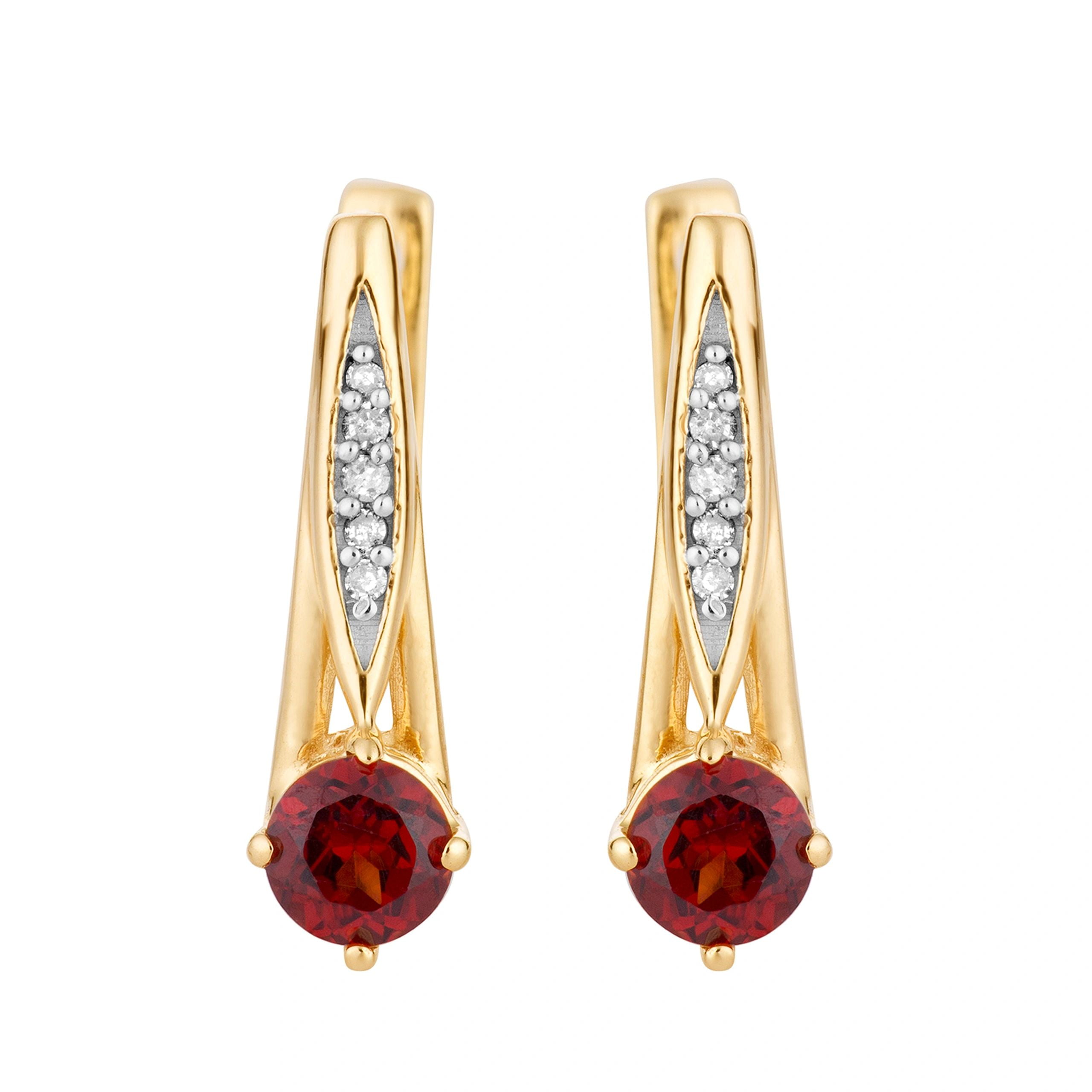 10k Gold Garnet & Diamond Accent Latch Back Earrings - Walmart.com