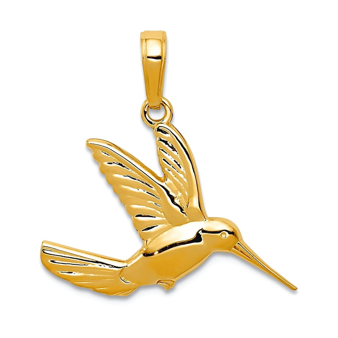 10k Gold Hummingbird In Flight Pendant Necklace-Pendant for Women - 1.2 ...