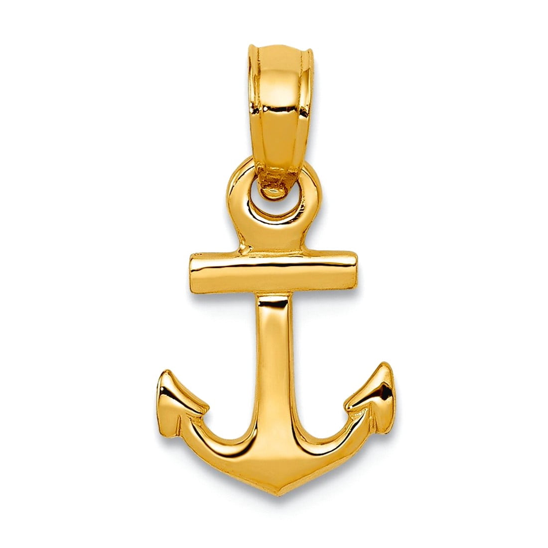 10k Gold Mini Nautical Ship Mariner Anchor Pendant Necklace 17x8mm Wide ...
