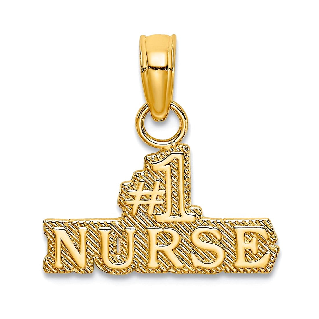 10k Gold Number 1 RN Nurse Caduseus Pendant Necklace 13.05x14.3mm Wide ...