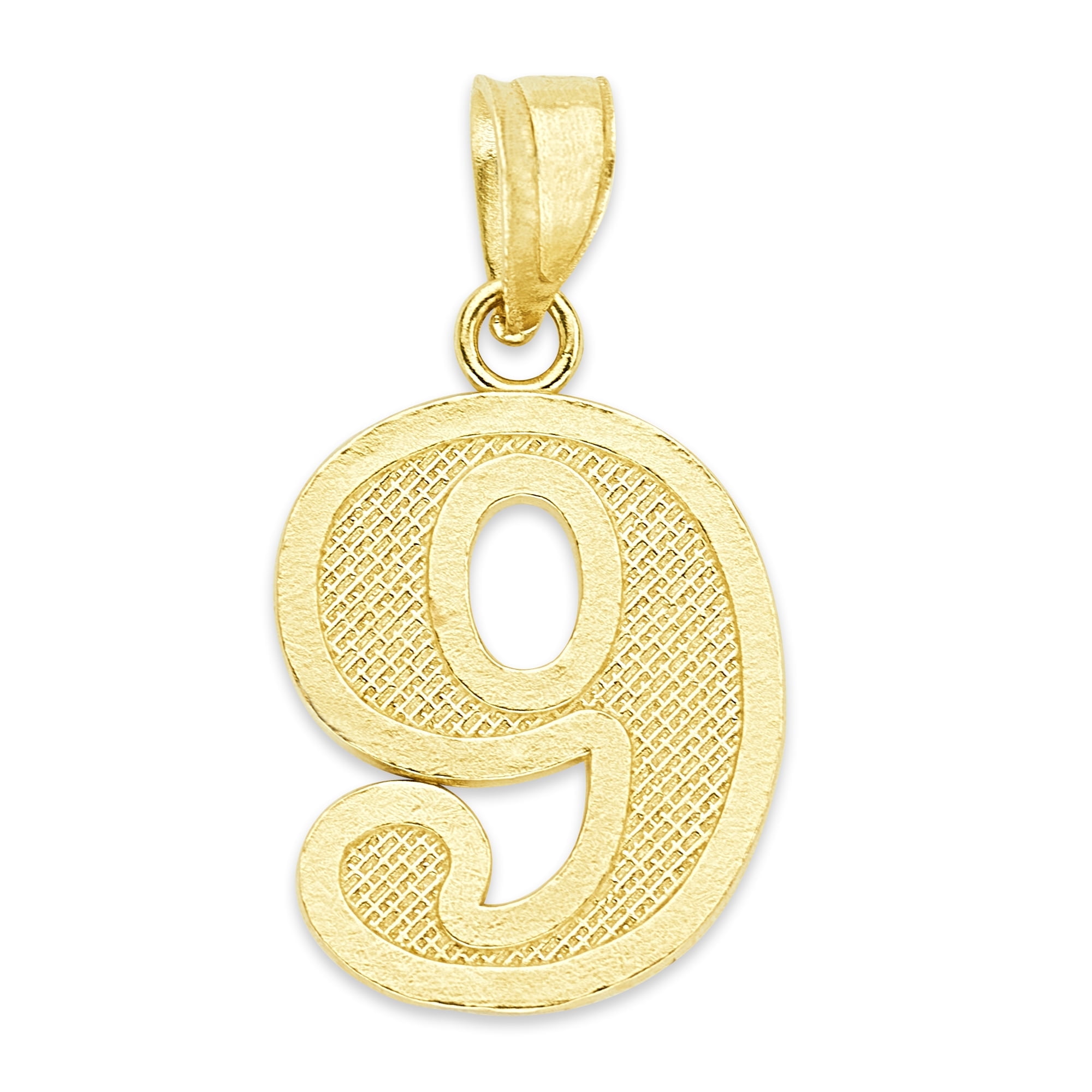 Golden Fire Solid 10k Gold Number Pendant - Lucky Number Jewelry Gifts ...