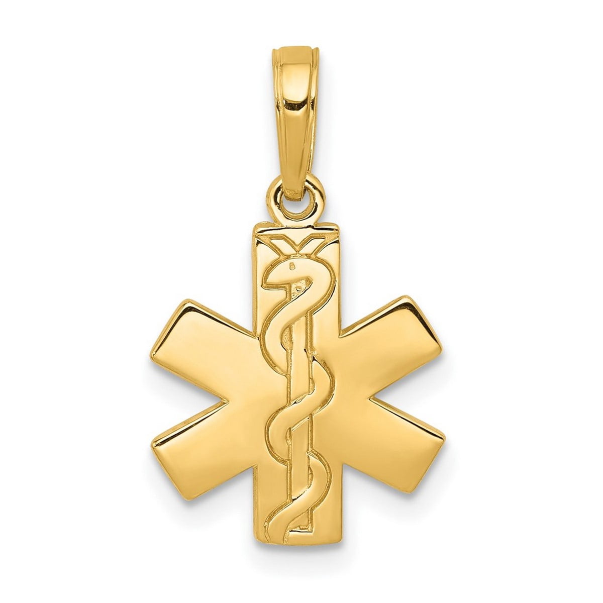 10k Gold Paramedic Emt Symbol Pendant Necklace Measures 21x13mm Wide ...