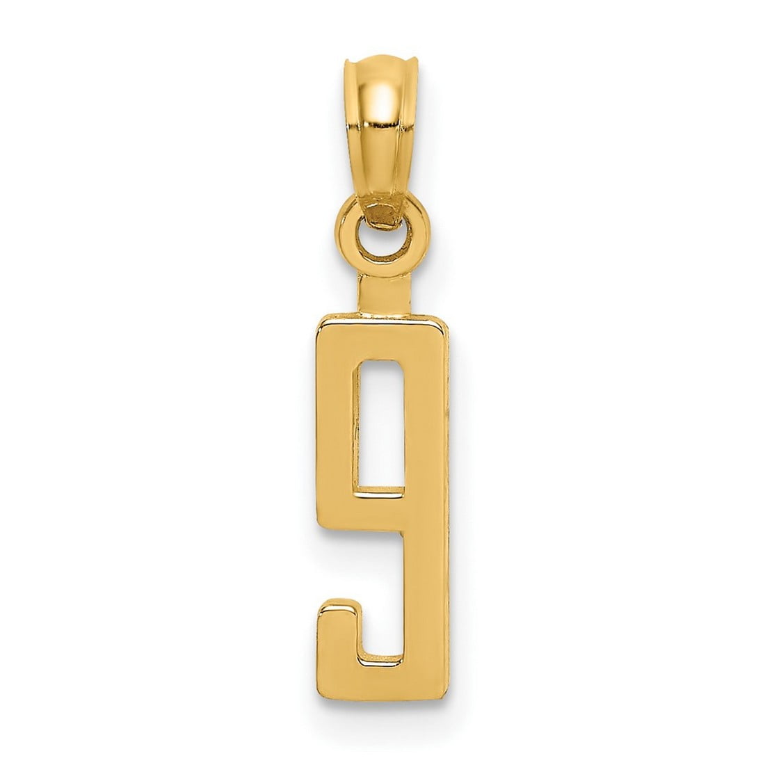 10k Gold Pendant Necklace Sport game Number 9 Block Styl 13.05x4.15mm ...