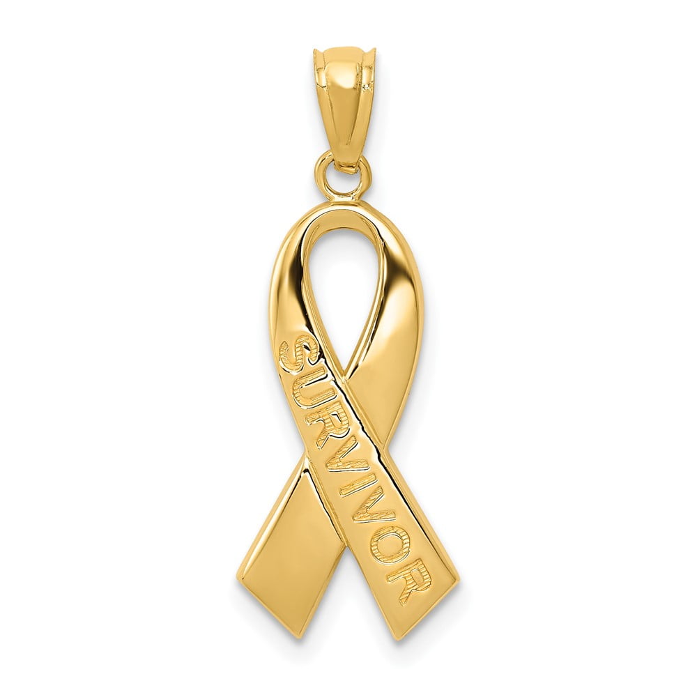 Finest Gold 10K Gold Polished Survivor Ribbon Pendant - Walmart.com