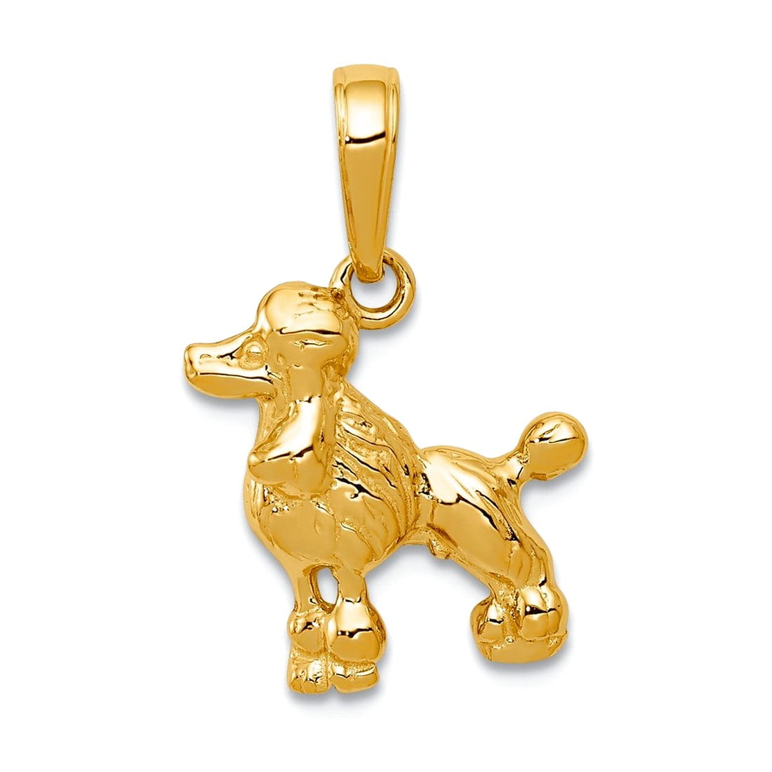 10k Gold Poodle Animal Pet Dog Pendant Necklace 18x13mm Wide-Pendant ...