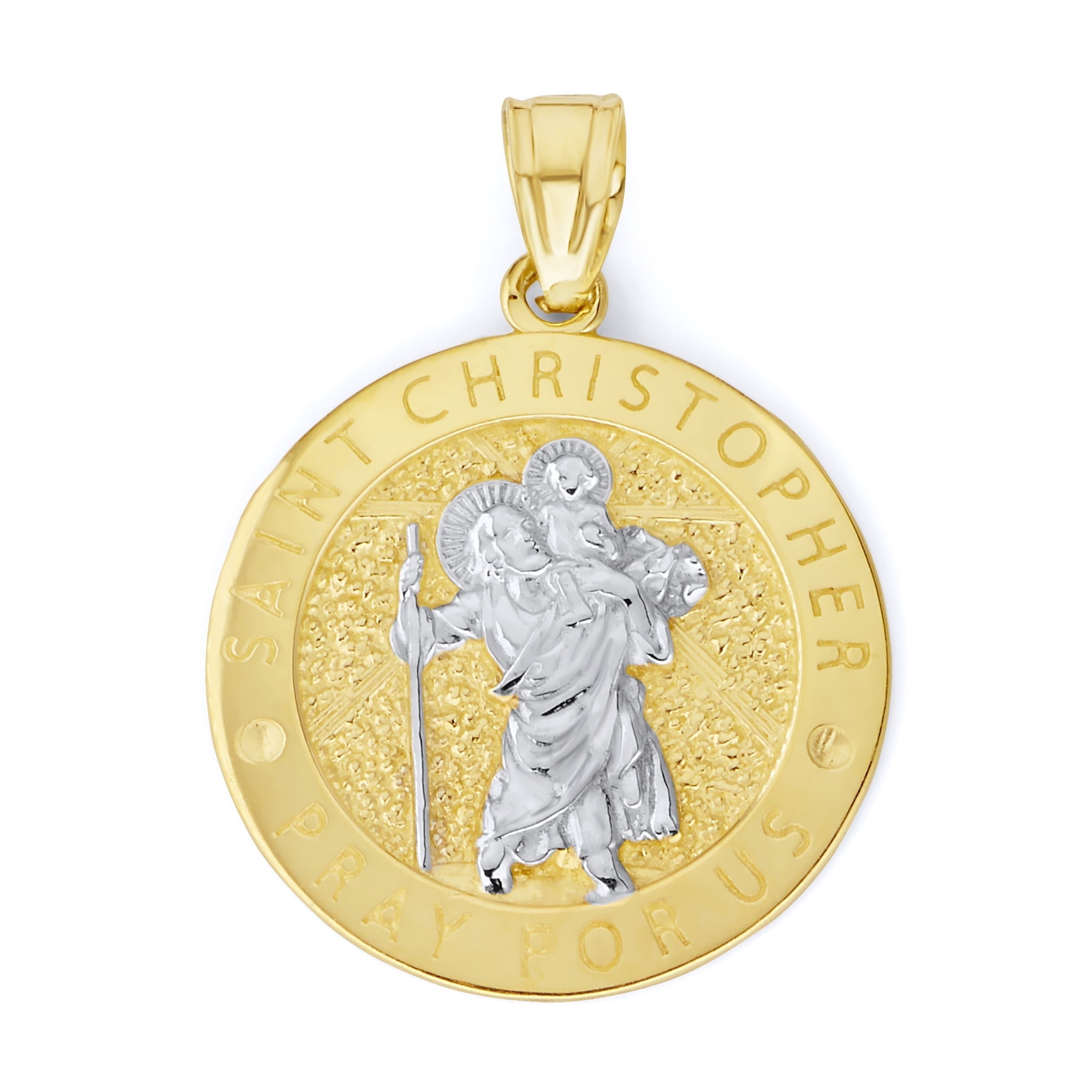 Golden Fire Solid 10k Gold Saint Christopher Medallion - Protection ...