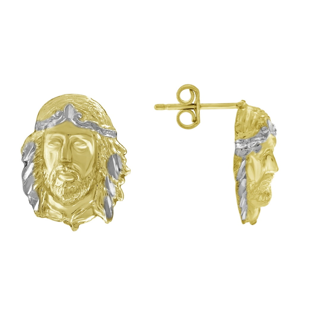 10k Gold Two tone Dc Mens Religious Faith Inspiration Jesus 12mm X 15 ...