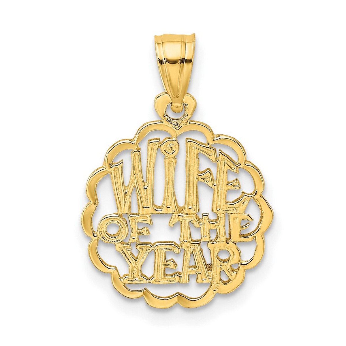10k Gold Wife Of The Year Pendant Necklace 34.25x14.5mm Wide - .6 Grams ...