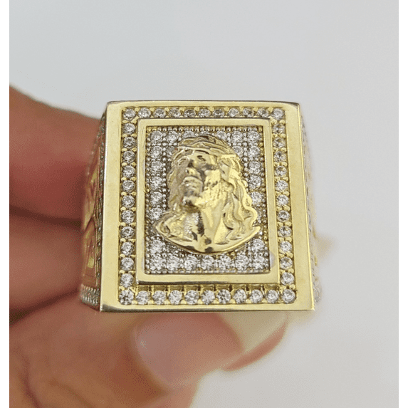 10k Jesus Head Ring Casual Band Yellow Gold Genuine Brand New All Sizes ...
