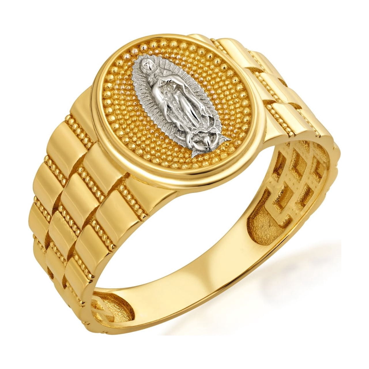 Mens Yellow Gold Our Lady of Guadalupe Signet Ring (10K Yellow Gold ...