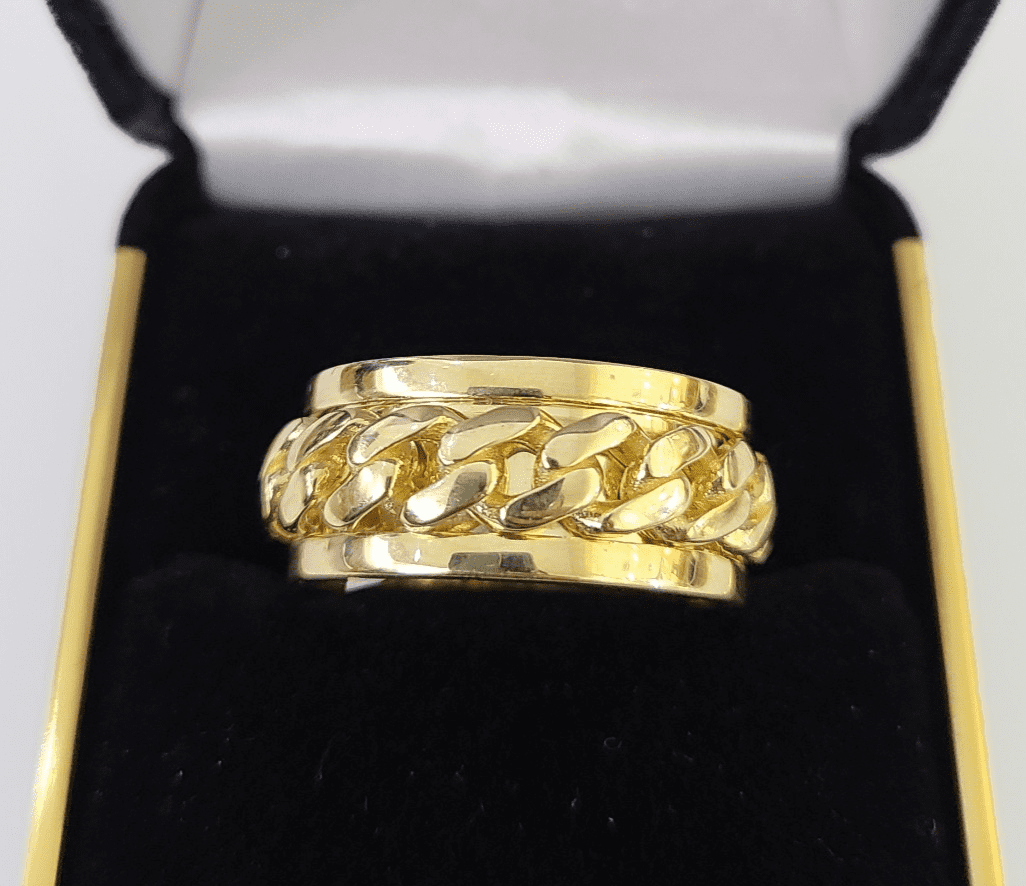 10k Miami Cuban Ring Casual Band Yellow Gold Genuine Brand New All ...